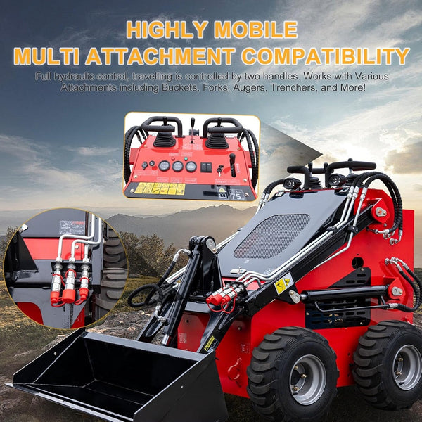 MS380L 23 HP, 800 Kg Mini Stand On Skid Steer Wheel Loader – MMS INDUSTRIAL