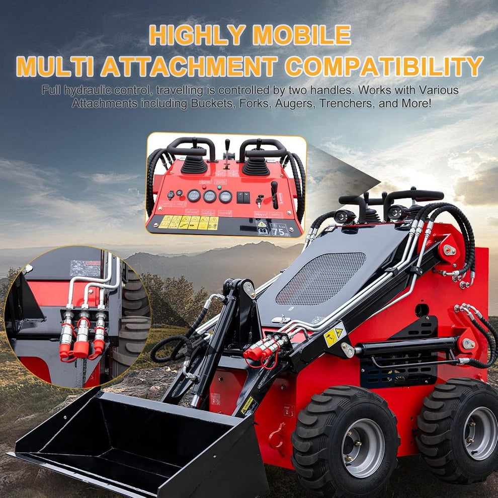MS380L 23 HP, 800 Kg Mini Stand On Skid Steer Wheel Loader – MMS INDUSTRIAL