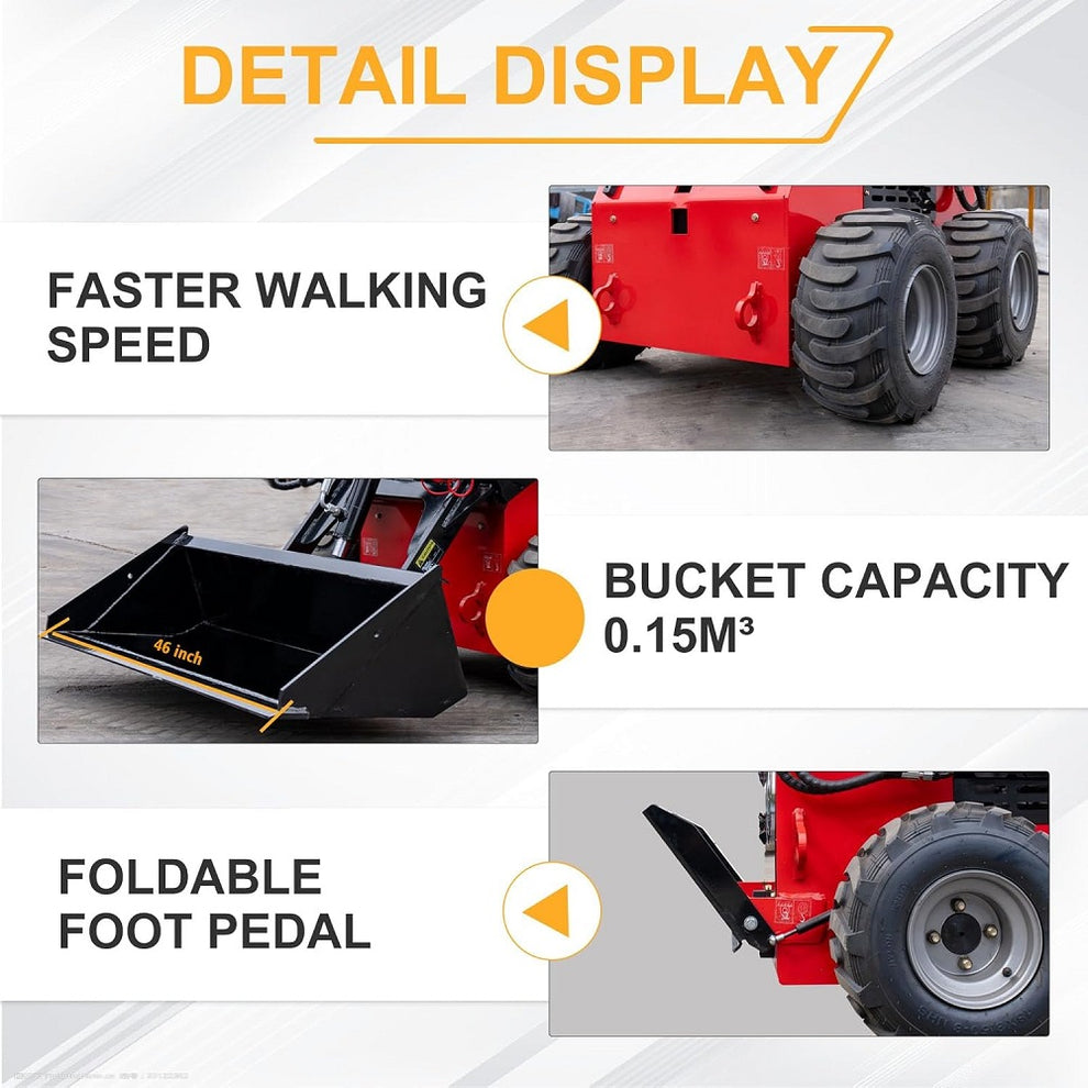 MS380L 23 HP, 800 Kg Mini Stand On Skid Steer Wheel Loader – MMS INDUSTRIAL