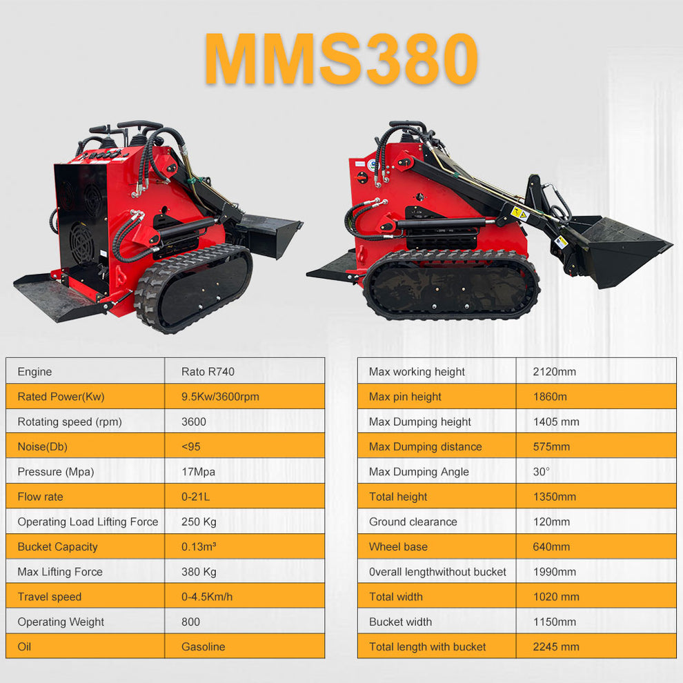 MS380 23 HP, 800 kg Stand-On Mini Skid Steer Loader for Sale – MMS ...
